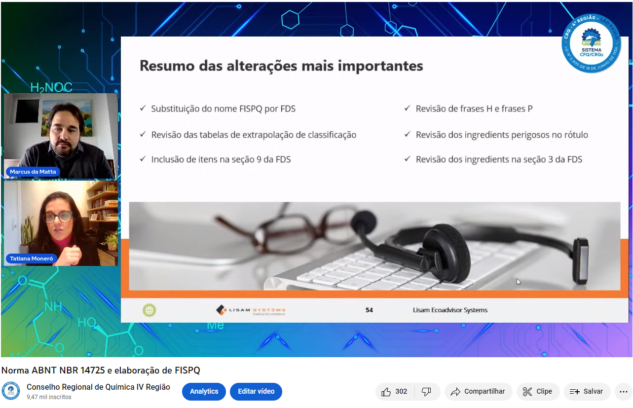 Live antecipou as mudanças na NBR 14725 - CRQ