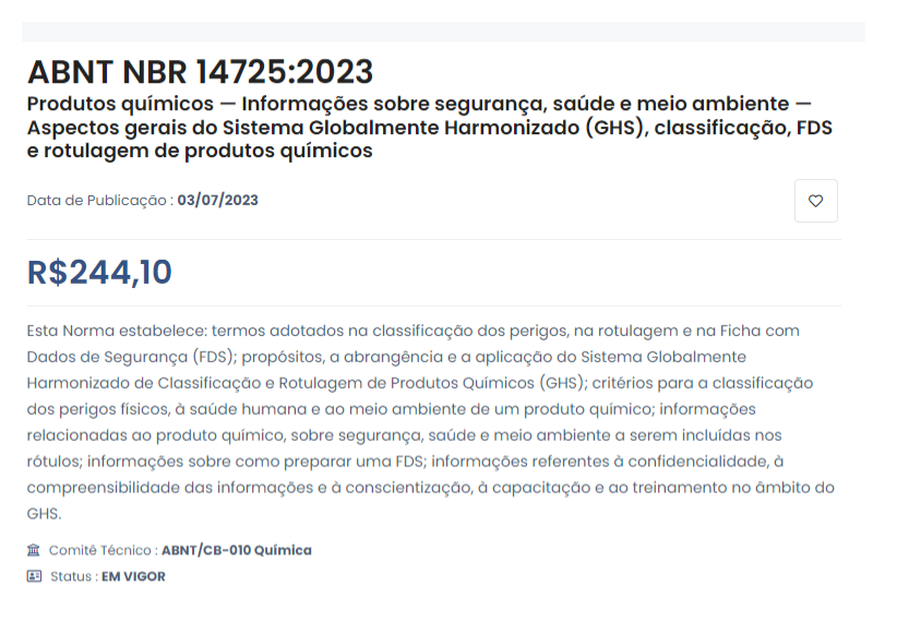 Publicada revisão da NBR 14725 - CRQ